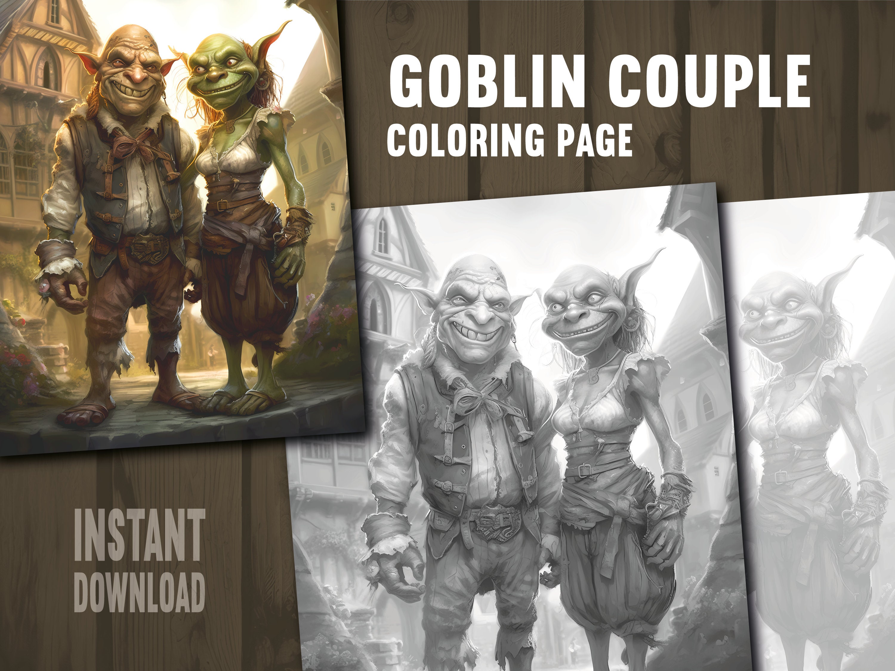 Funny Goblin Couple Coloring Page Adults Kids Coloring Page - Etsy UK
