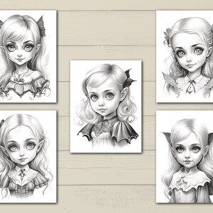 25 Cute Vampire Girls Coloring Book - Adults Kids Coloring Pages ...