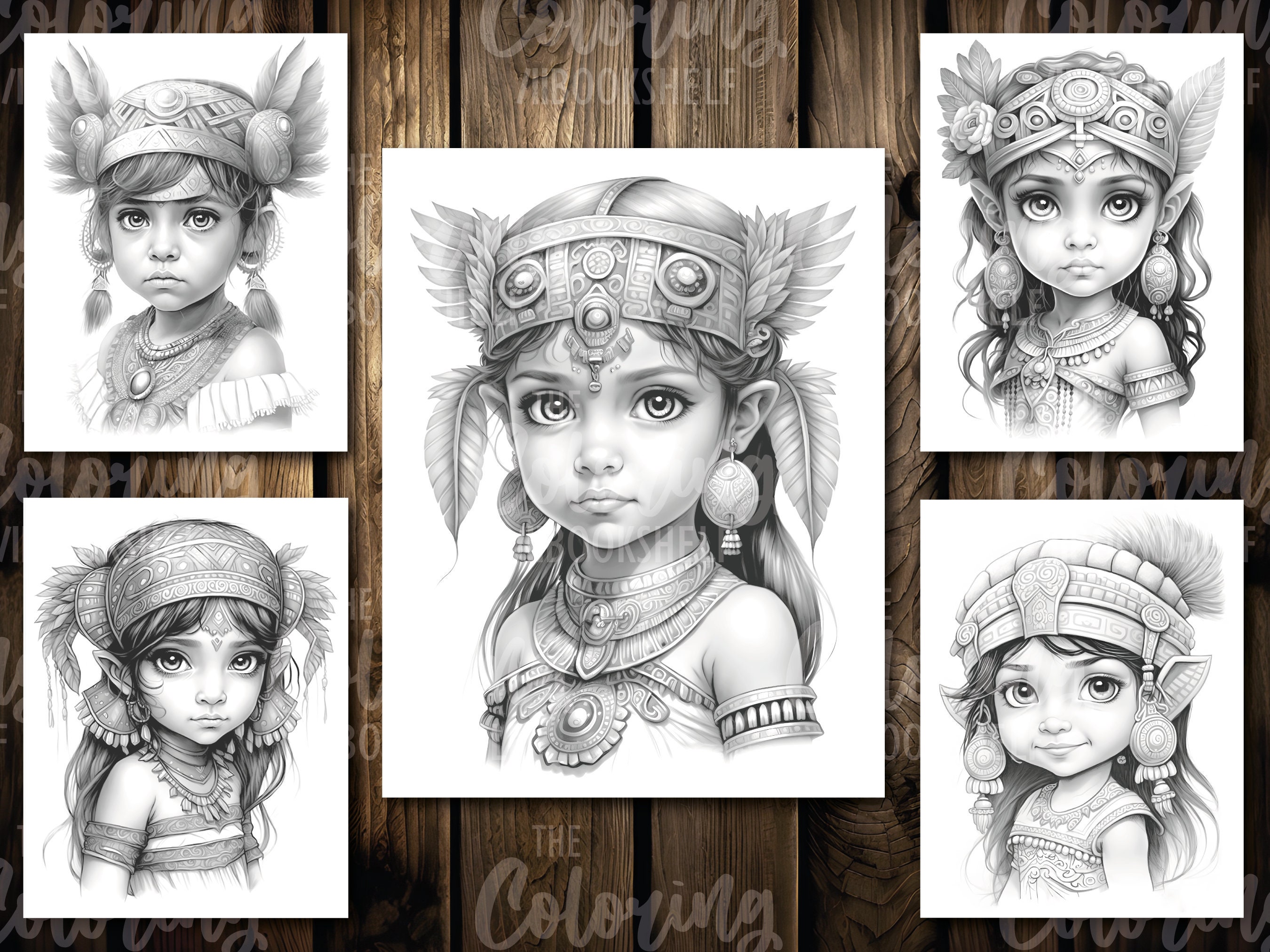 25 Cute Aztec Girls Coloring Book Adults Kids Coloring - Etsy