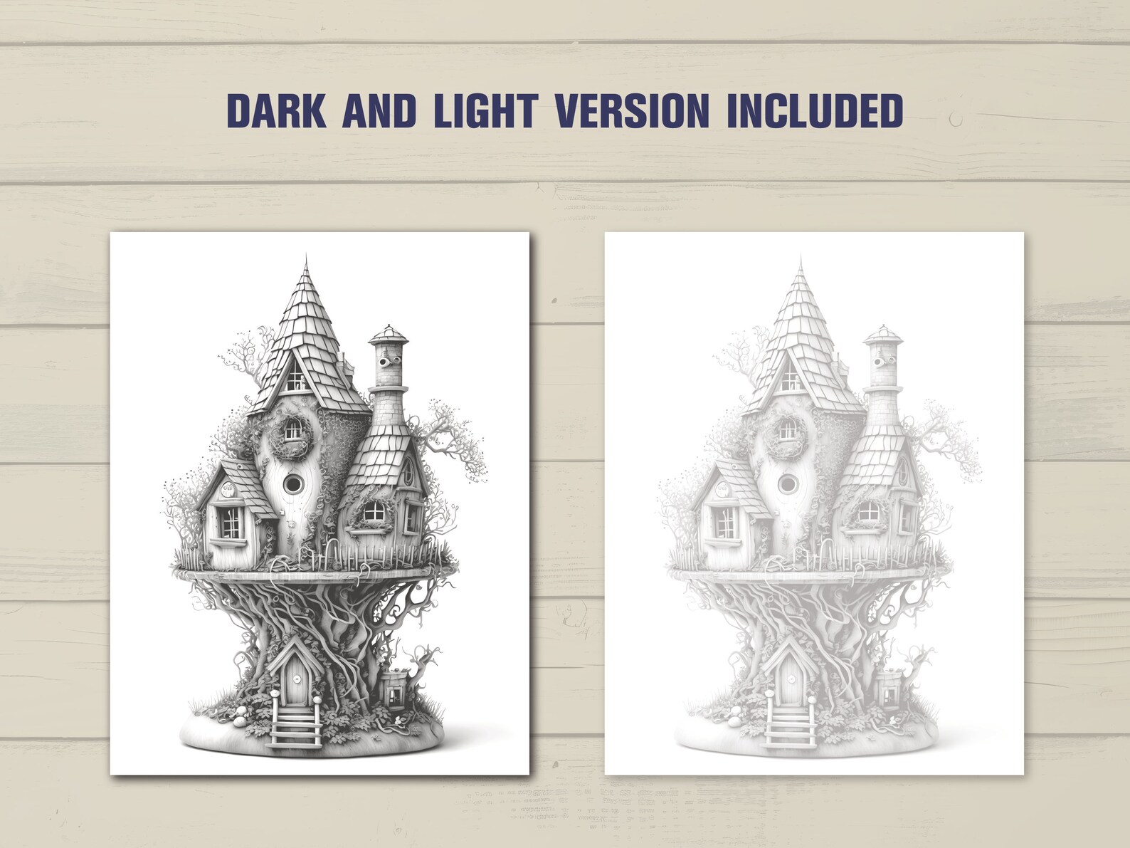 25 Bird-style Fairy Houses Coloring Book - Adults Kids Coloring Pages ...