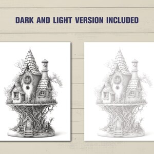 25 Bird-style Fairy Houses Coloring Book - Adults Kids Coloring Pages ...