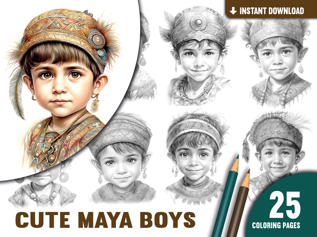 25 Cute Maya Boys Coloring Book Adults Kids Coloring Pages - Etsy