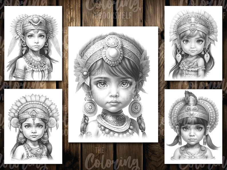 25 Cute Aztec Girls Coloring Book Adults Kids Coloring - Etsy