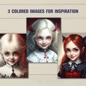 25 Cute Vampire Girls Coloring Book - Adults Kids Coloring Pages ...