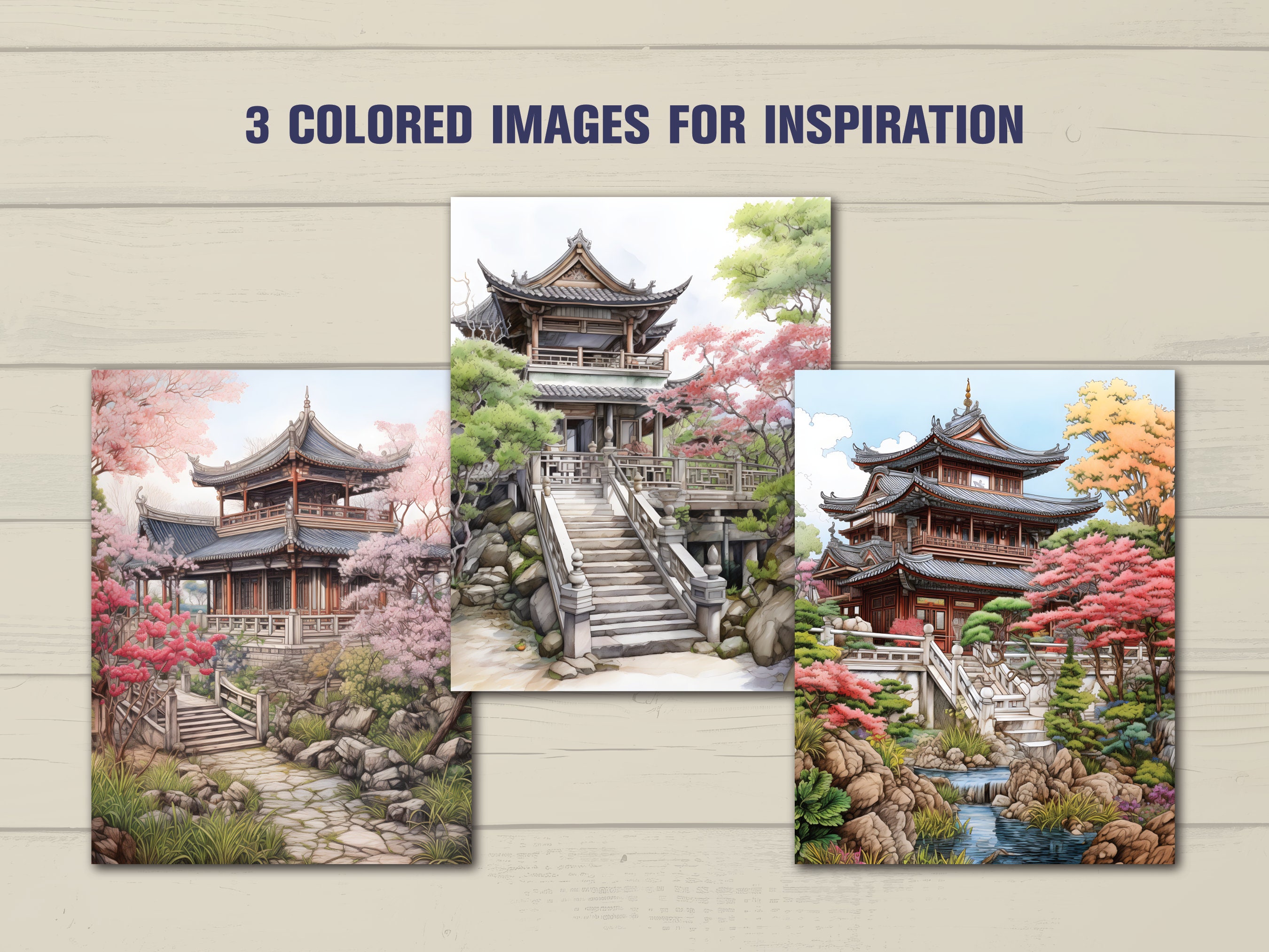 25 Old Chinese Houses Coloring Book - Adults Kids Coloring Pages ...