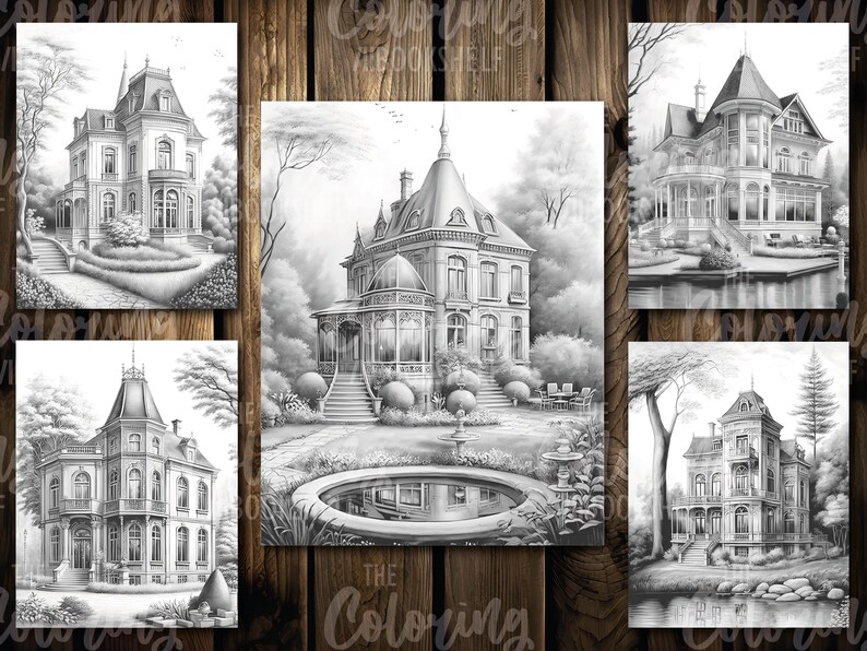 25 German Luxury Villas Coloring Book Adults Kids Coloring - Etsy