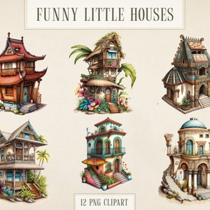 12 Funny Little Houses PNG Files - Instant Download, Printable PNG ...