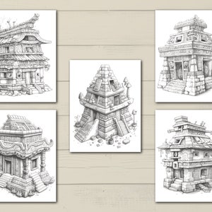 25 Little Aztec Houses Coloring Book - Adults Kids Coloring Pages ...