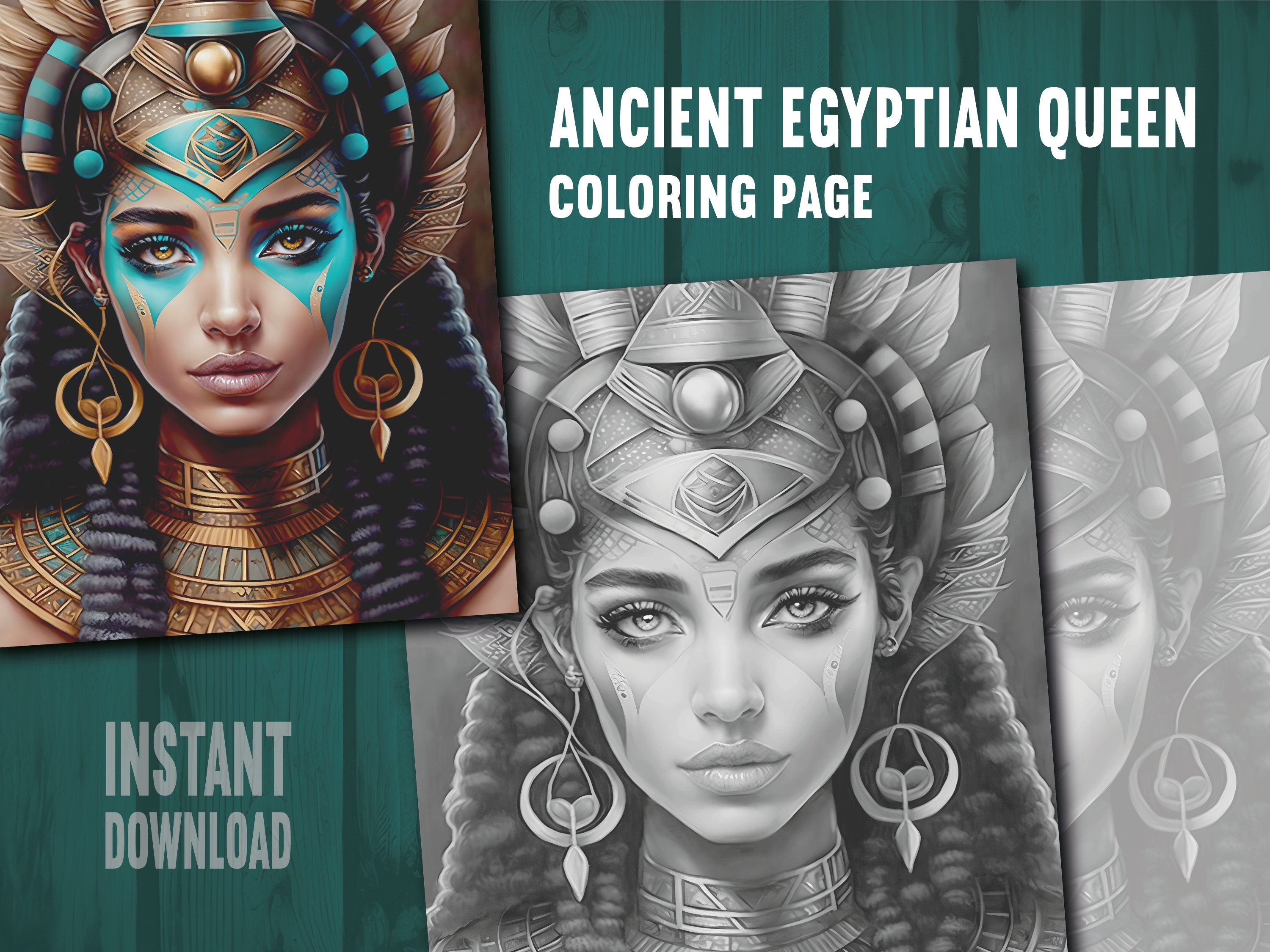Ancient Egyptian Queen Coloring Page Adults Kids Coloring - Etsy Australia