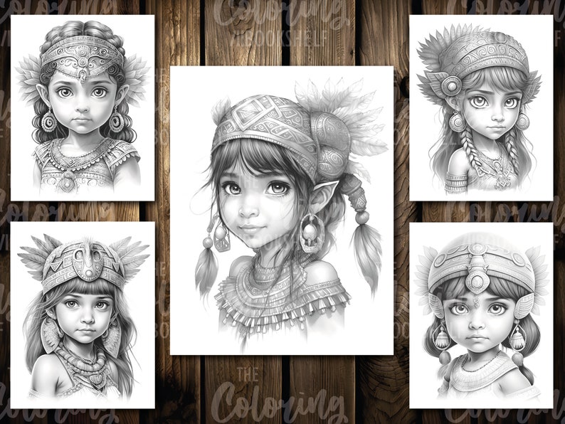25 Cute Aztec Girls Coloring Book Adults Kids Coloring - Etsy