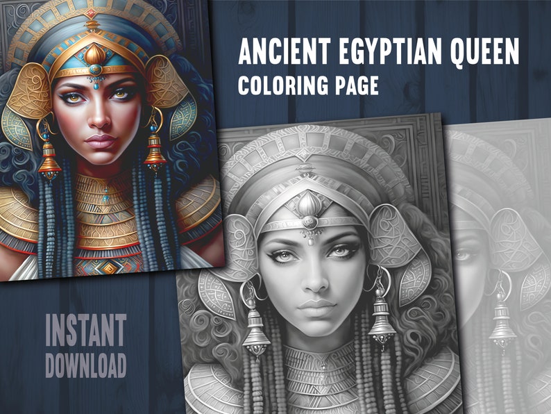 Ancient Egyptian Queen Coloring Page Adults Kids Coloring - Etsy