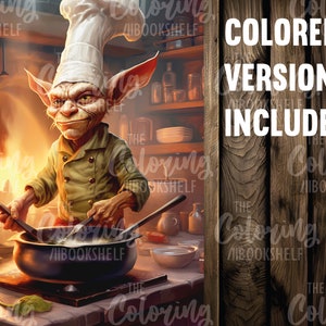 Funny Goblin Chef Coloring Page - Adults Kids Coloring Page, Instant ...