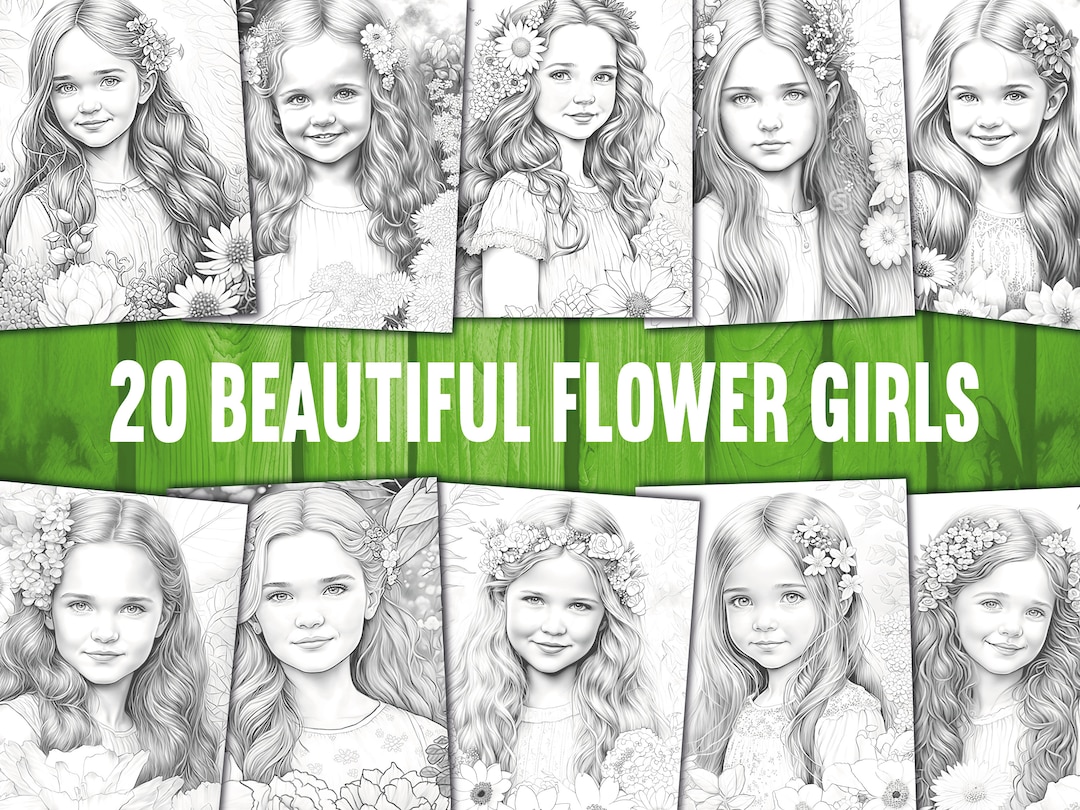 20 Beautiful Flower Girls Coloring Book - Adults Kids Coloring Pages ...