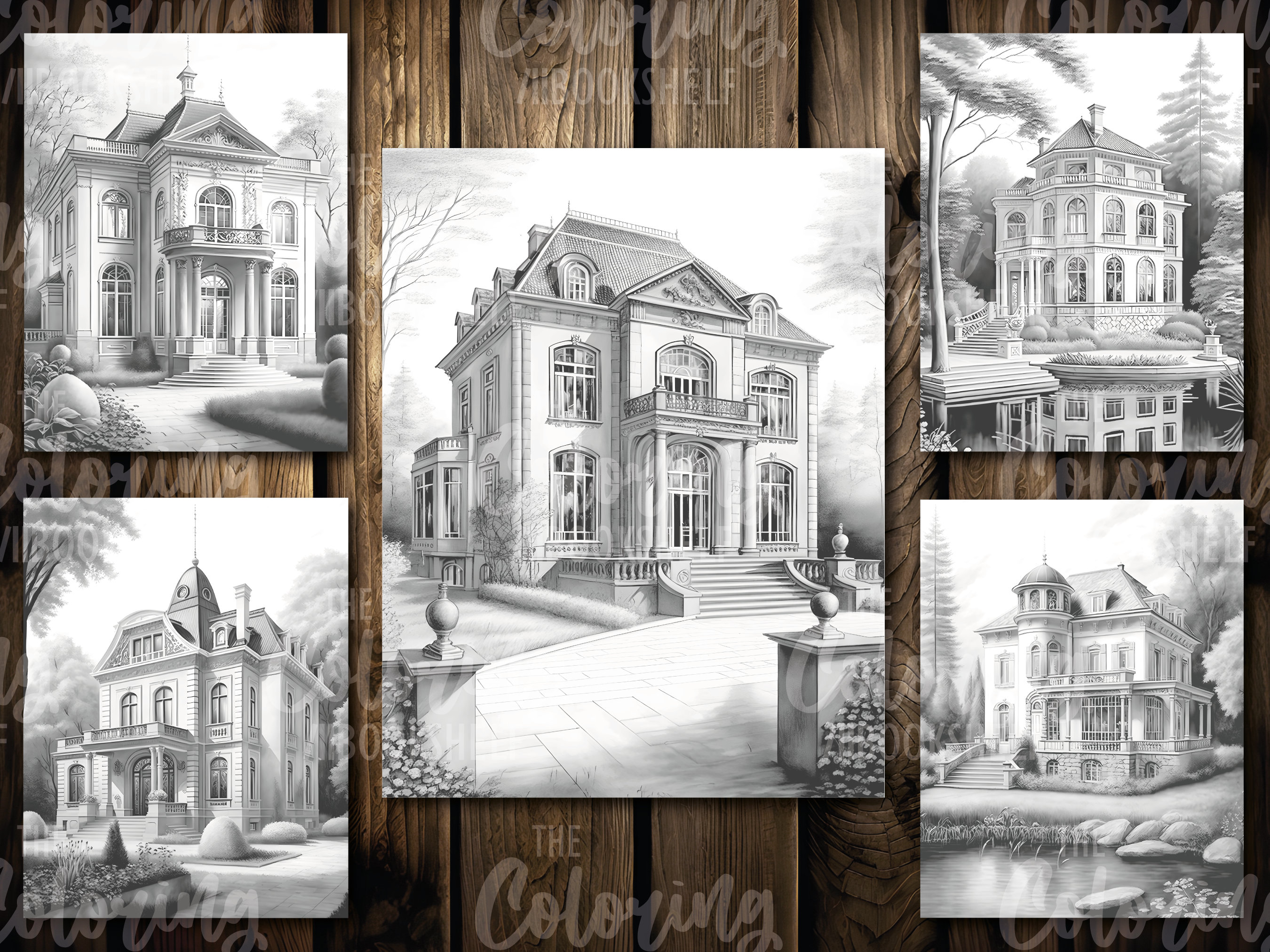 25 German Luxury Villas Coloring Book Adults Kids Coloring - Etsy
