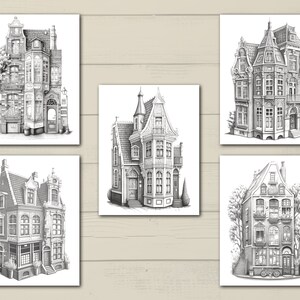 25 Little Amsterdam Houses Coloring Book - Adults Kids Coloring Pages ...