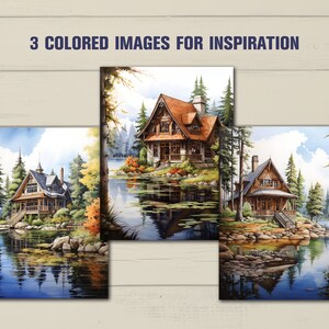 Coloring Book Beautiful Lake Houses Adults Coloring Pages Instant ...