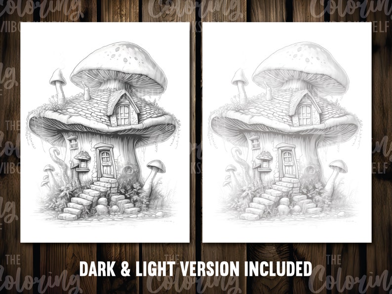 25 Enchanted Mushroom Houses Coloring Book Adults Kids - Etsy