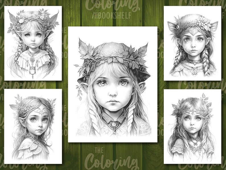 25 Cute Druid Girls Coloring Book Adults Kids Coloring - Etsy
