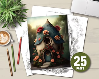 Fairytales Fantasy Houses Coloring Book for Adults and Kids - Etsy