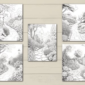 25 Flower Garden Paths Coloring Book Adults Coloring Pages, Instant ...