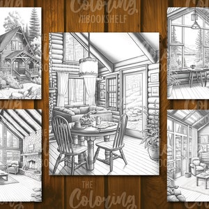 25 Cozy Cabins Coloring Book Adults Kids Coloring Pages - Etsy