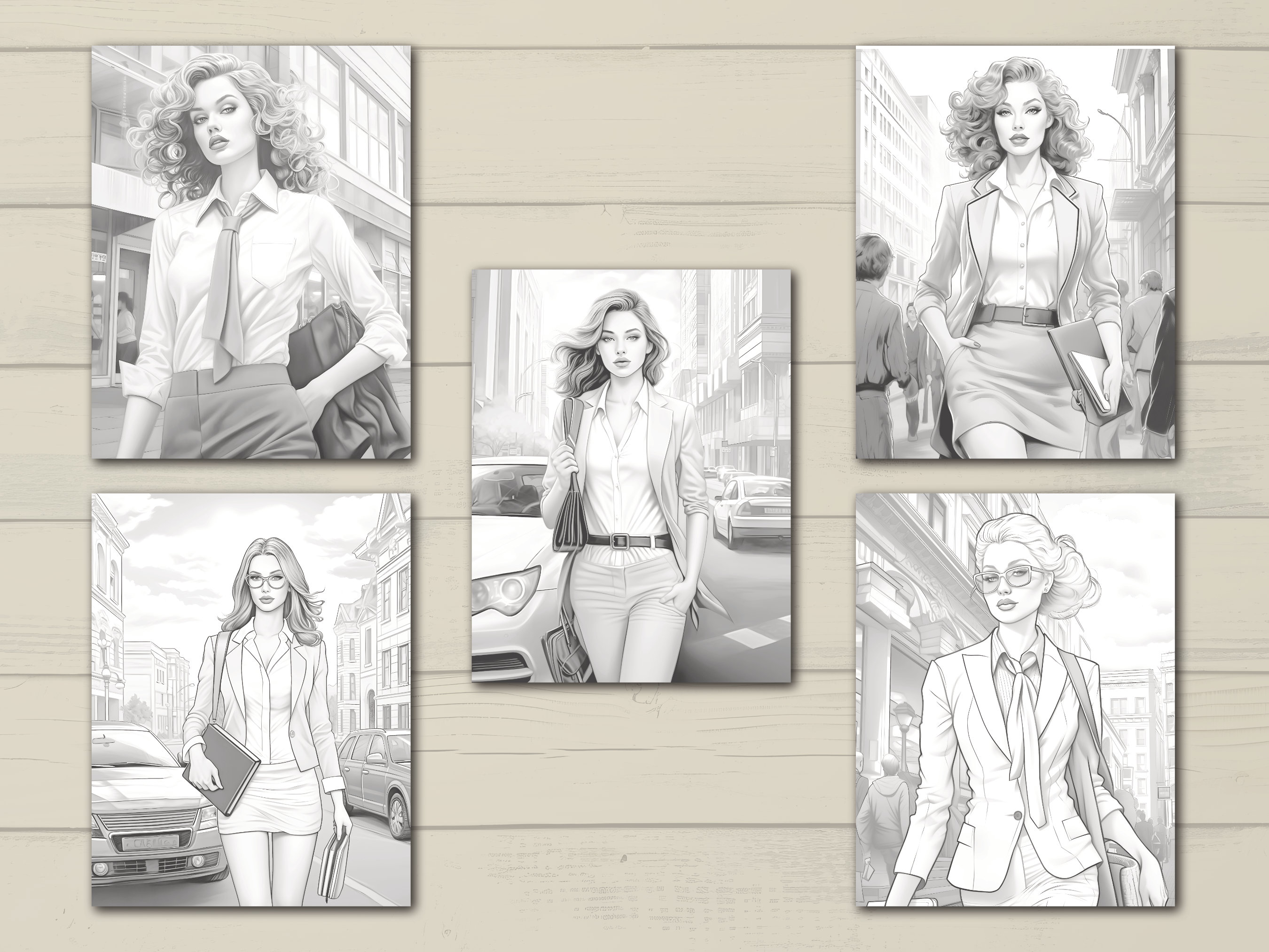 50 Business Women Coloring Book - Adults Kids Coloring Pages, Instant ...