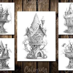 25 Bird-style Fairy Houses Coloring Book Adults Kids - Etsy