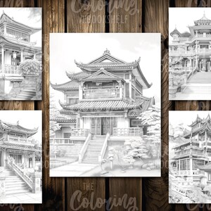 25 Old Chinese Houses Coloring Book Adults Kids Coloring - Etsy