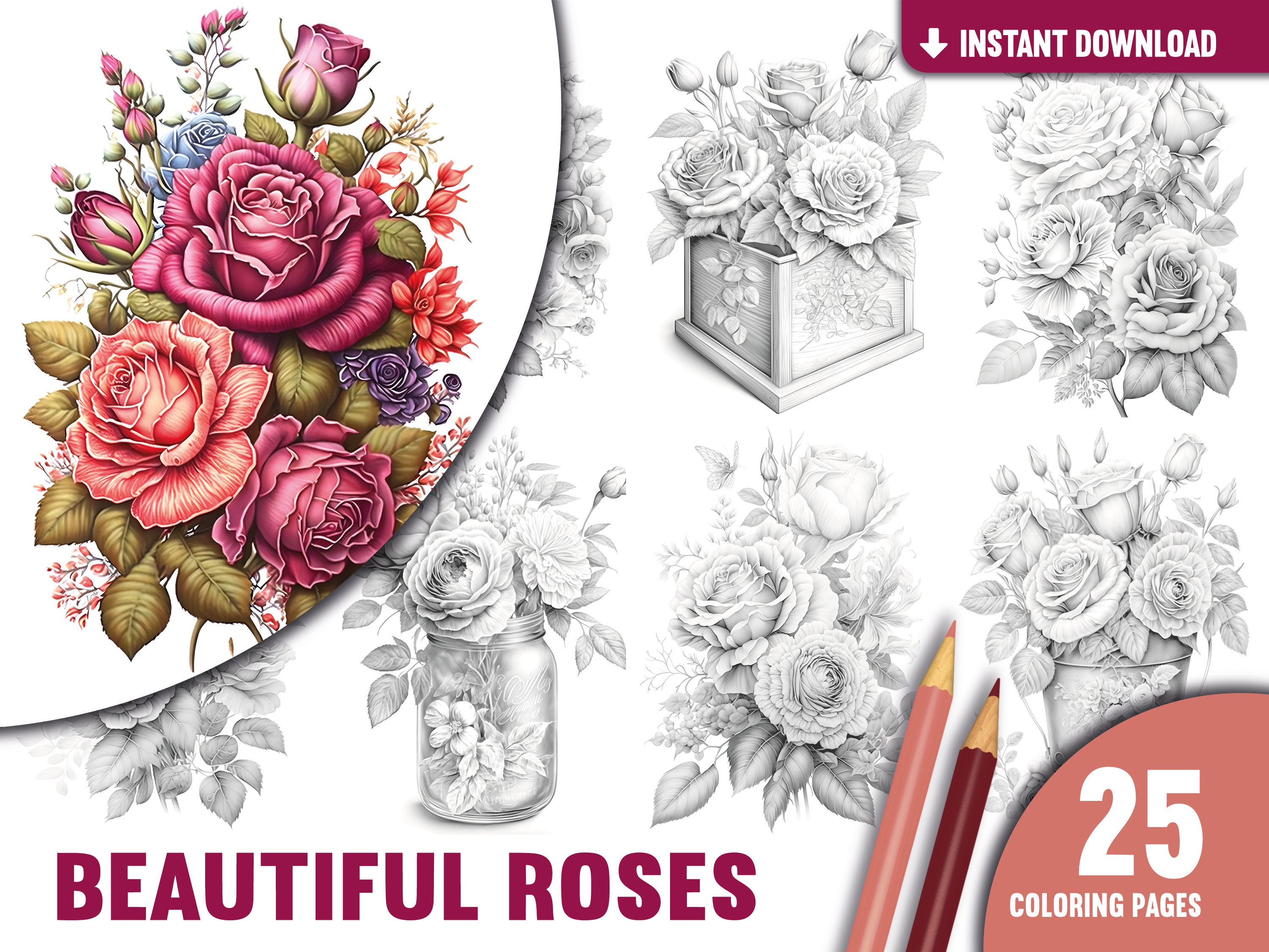 Beautiful Rose Coloring Pages