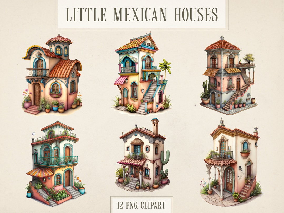 12 Little Mexican Houses PNG Files - Instant Download, Printable PNG ...