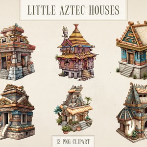 12 Little Aztec Houses PNG Files - Instant Download, Printable PNG ...