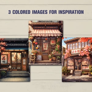 50 Old Japanese Storefronts Coloring Page - Adults Kids Coloring Page ...