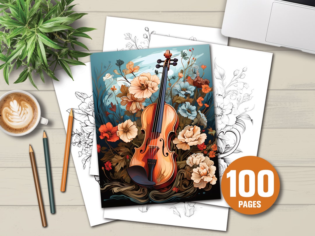 100 Vintage Flower Objects Coloring Book - Adults Kids Coloring Pages ...