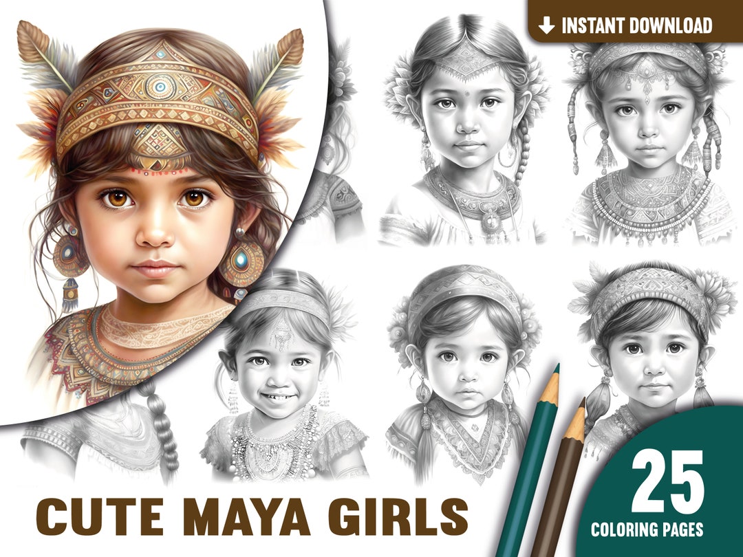 25 Cute Maya Girls Coloring Book Adults Kids Coloring Pages - Etsy