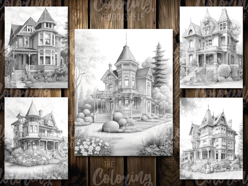 25 Victorian-style Houses Coloring Book Adults Kids Coloring - Etsy