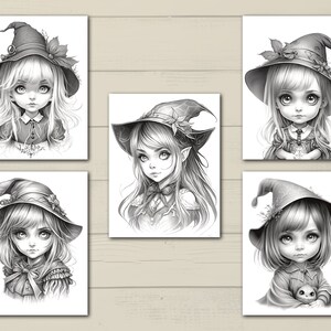 25 Cute Little Witches Coloring Book Adults Kids Coloring Pages ...