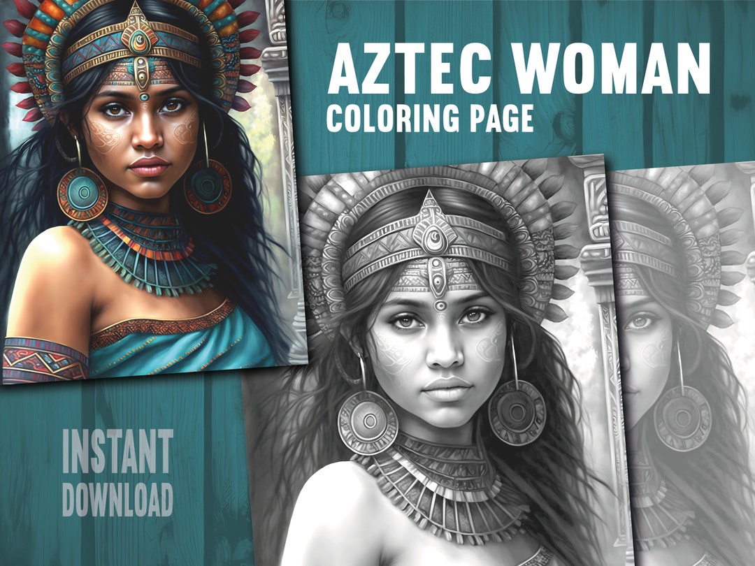 Aztec Women Coloring Page - Adults Kids Coloring Page, Instant Download ...