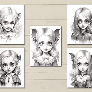 25 Cute Vampire Girls Coloring Book - Adults Kids Coloring Pages ...