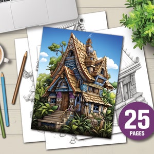 25 Little Aztec Houses Coloring Book - Adults Kids Coloring Pages ...
