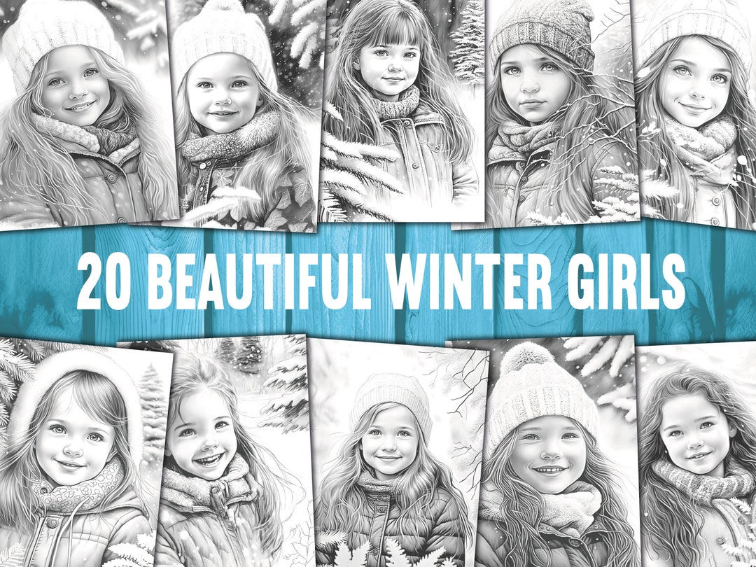 20 Beautiful Winter Girls Coloring Book - Adults Kids Coloring Pages ...