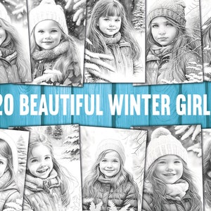 20 Beautiful Winter Girls Coloring Book - Adults Kids Coloring Pages ...