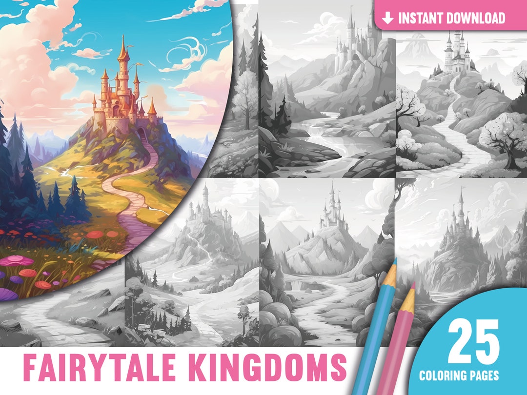 25 Fairytale Kingdoms Coloring Book Adults Kids Coloring - Etsy