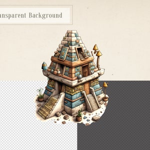 12 Little Aztec Houses PNG Files - Instant Download, Printable PNG ...