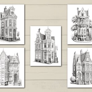 25 Little Amsterdam Houses Coloring Book - Adults Kids Coloring Pages ...
