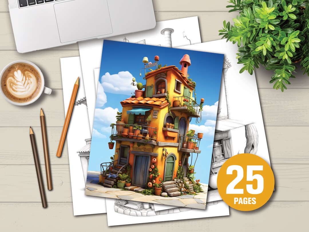 25 Little Chilean Houses Coloring Book - Adults Kids Coloring Pages ...
