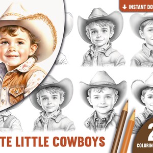 25 Cute Little Cowboys Coloring Book Adults Kids Coloring - Etsy