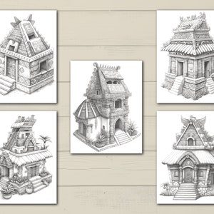 25 Little Aztec Houses Coloring Book - Adults Kids Coloring Pages ...