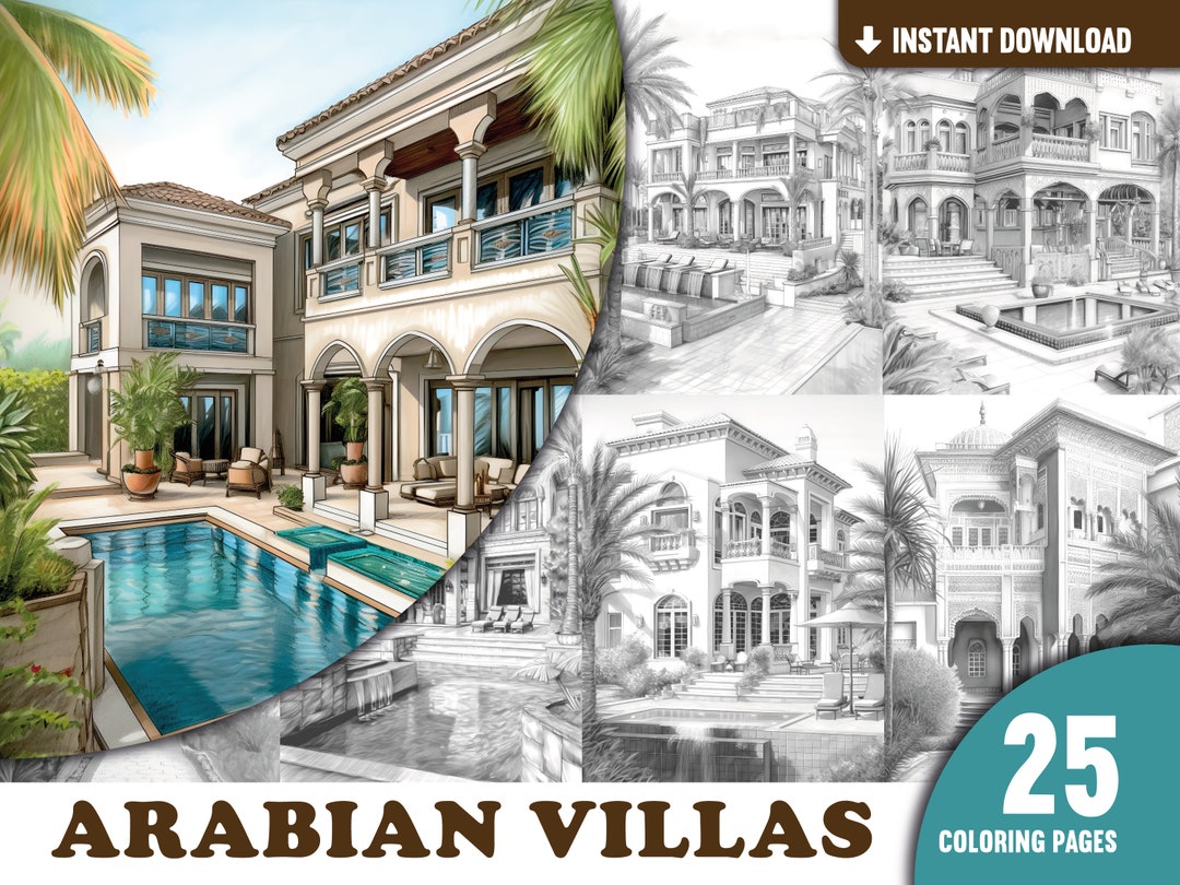 25 Arabian Villas Coloring Book Adults Kids Coloring Pages - Etsy