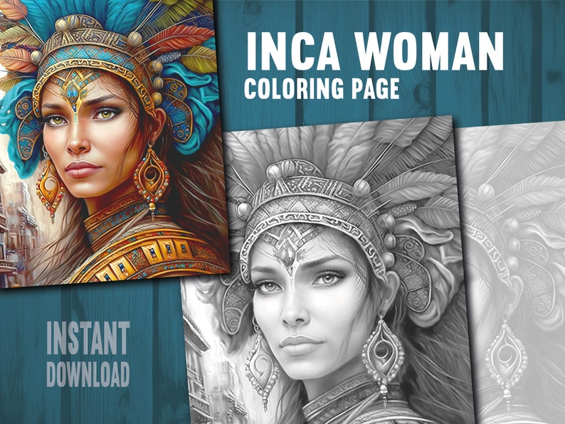 Inca Women Coloring Page Adults Kids Coloring Page Instant - Etsy