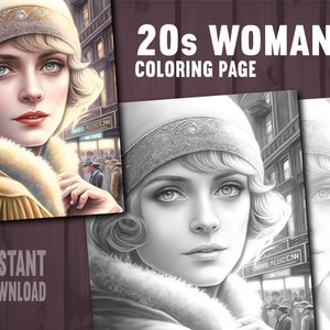 20s Woman Coloring Page - Adults Kids Coloring Page, Instant Download ...